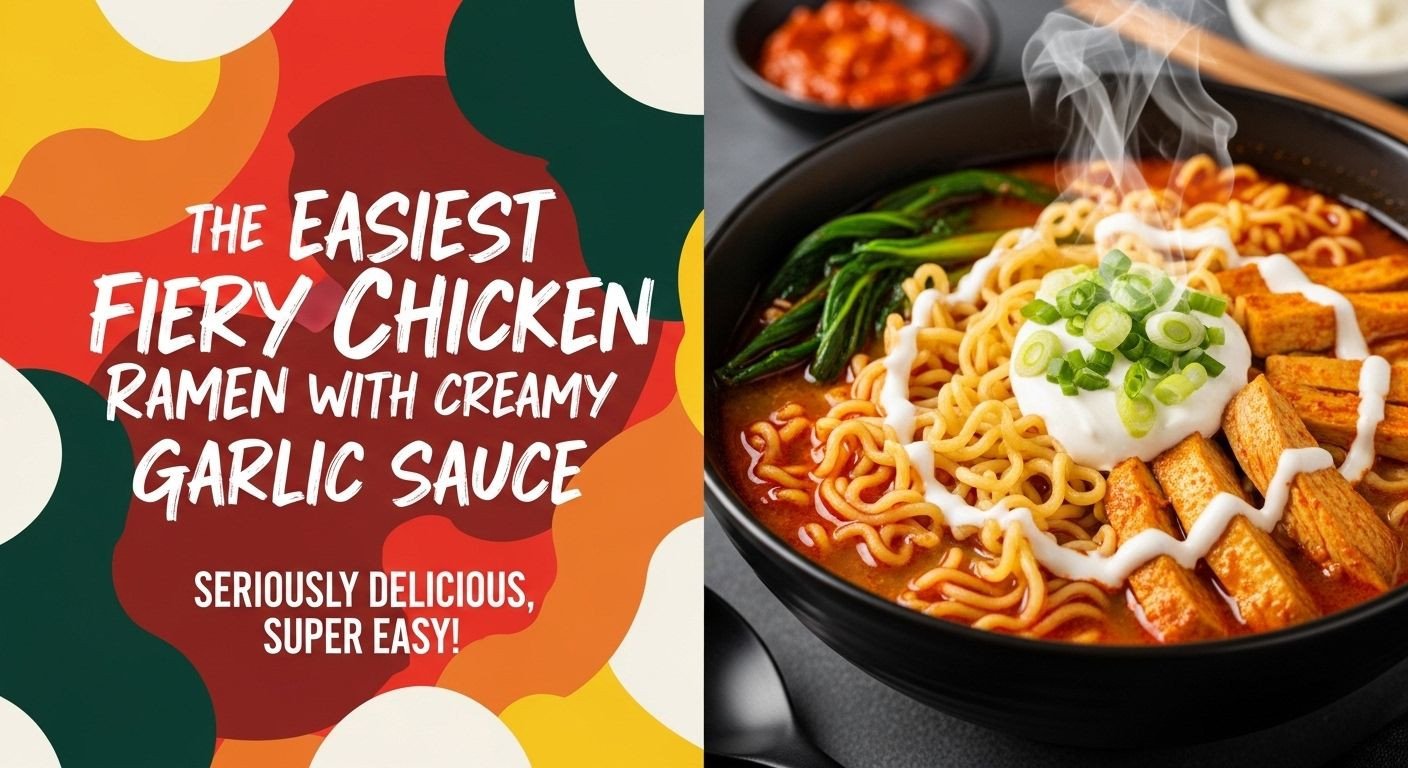 The Easiest Fiery Chicken Ramen With Creamy Garlic Sauce